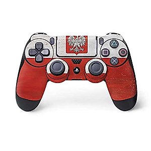 Skinit Decal Gaming Skin for PS4 Controller - Officially Licensed Skinit Originally Designed Poland Flag Distressed Design
