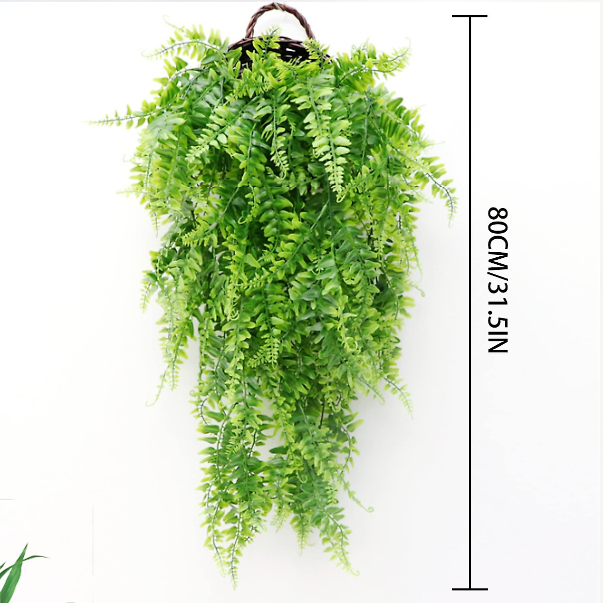 FARROWR 2 Pcs Artificial Boston Ferns Plants Hanging Faux Greenery Vine Fake Ivy Vine Leaves Plastic Plants for Wall Home Garden Wedding Hanging Decoration