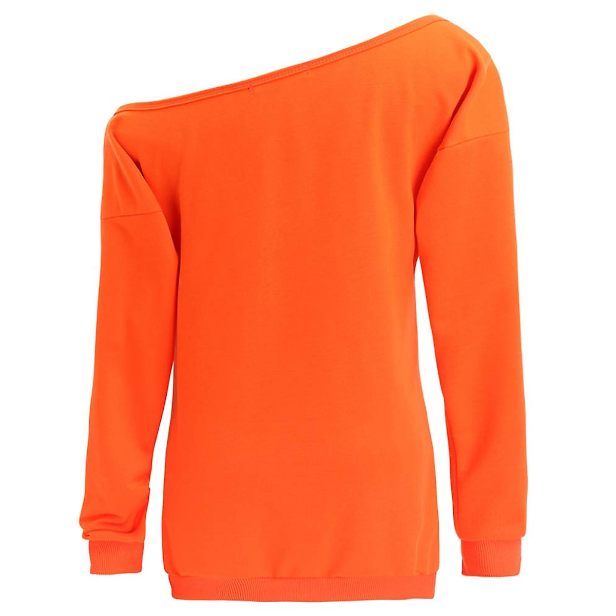 RJXDLT Women's Halloween Shirt Slouchy Sweatshirt Off Shoulder Pumpkin Pullover 97 Orange S