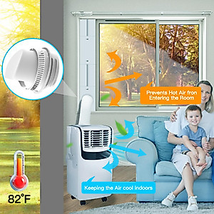Aozzy Portable Air Conditioner Window Kit Fit for All AC with 5.1/5.9" Exhaust Hose, Upgrade AC Vent Kit for Sliding Window with 4 Adjustable Plates, Rain Cover, Seamless Connection, Max lenght to 60"