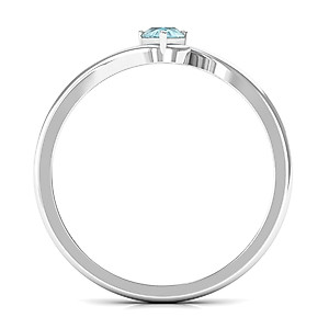 Rosec Jewels Natural Sky Blue Topaz Solitaire Engagement Ring, AAA Quality, Certified Topaz Bypass Ring - Ready to Gift, 14K White Gold, Size:US 4.00