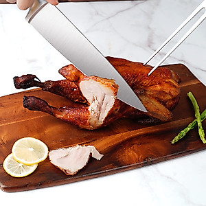 Knife Set with Block,High Carbon Stainless-steel Knives Set for Kitchen,Professional 16 Piece Chef Knife Set with Carving Fork,Manual Sharpener and Non-slip Hollow Handles