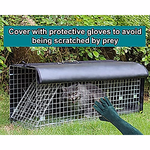 Deblue Feral Cat Trap Cage Cover, 32" Cage Trap Cover for Live Animals with Bite Proof Gloves, Large Trap Cage Cover for 1 Door Humane Trap Cage-(NO CAGE)