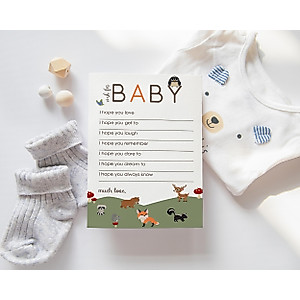 Woodland Wishes for Baby, 20 Pack – Cute Words of Wisdom for Babies, Neutral Baby Shower Game Planning, Guest Book Alternative, Parents Keepsake Activity, Wishing Well Birthday Ideas