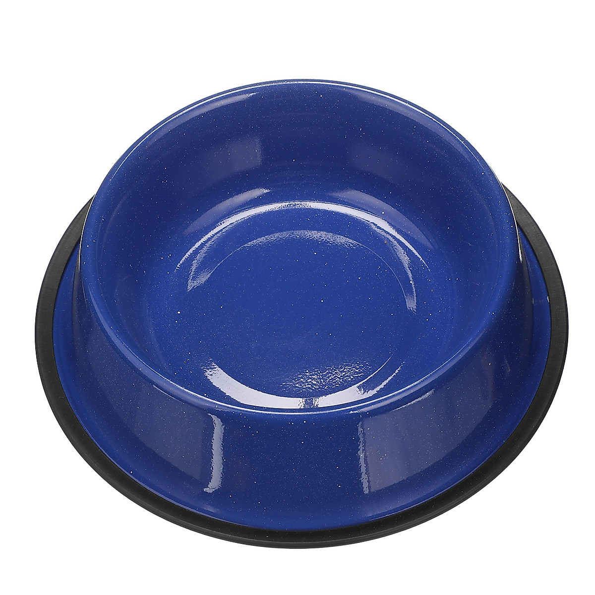 Neater Pet Brands - Outdoor Camping Style Pet Bowl - Enamel Ware Blue Black Granite Colors - Dog Cat No Tip Skid Bowls (64 oz, Blue)