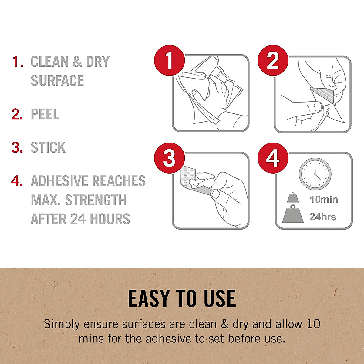 VELCRO Brand ECO Collection | 24 Sets | Stick'EM Hanging Strips with Adhesive | Easy Mounting | 2-1/2in x 3/4in, White with Sticky Back