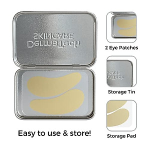 DermaTech Skincare Reusable Under Eye Patches Eco-Friendly Wrinkle Patches with Tin Case | 100% Silicone Reusable Facial Patches | For Puffy Eyes, Dark Circles, Reducing Wrinkles
