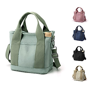 Women's canvas handbag Multi -capacity canvas bag Hobo Cross shoulder bag hand -grabbing wallet Green