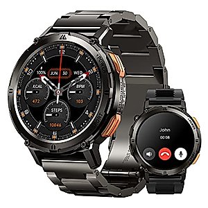 KOSPET Smart Watch AMOLED Display 2 Bands(Metal+Rubber) 60 Days Ultra-Long Battery Life (Call Receive/Dial) 70 Sports Modes 5ATM/IP69K Waterproof Smartwatches for Android iPhone