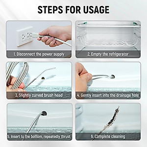 Car Drain Dredge Cleaning Scrub Brush, Stainless Steel Flexible Long Drain Brush, Elastic Nylon Cleaner Hose Tube Pipe Brush, Straw Cleaning Brush for Clearing Narrow Drains Gaps (Black Bristles)