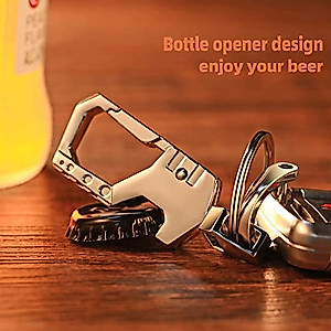 Mtverver Heavy Duty Keychain Opener with 2 Keyrings Car Keychains, Multifunctional Toolbox for Men and Women Car Keychains (Black)