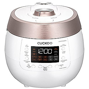 Cuckoo CRP-RT0609FW 6 cup Twin Pressure Plate Rice Cooker & Warmer with High Heat, GABA, Mixed, Scorched, Turbo, Porridge, Baby Food, Steam (Hi/NonPress.) and more, Made in Korea (White)