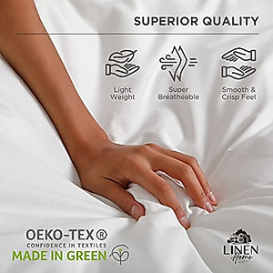100% Cotton Percale Sheets Queen Size, White, Deep Pocket, 4 Pieces Sheet Set - 1 Flat, 1 Deep Pocket Fitted Sheet and 2 Pillowcases, Crisp Cool and Strong Bed Linen