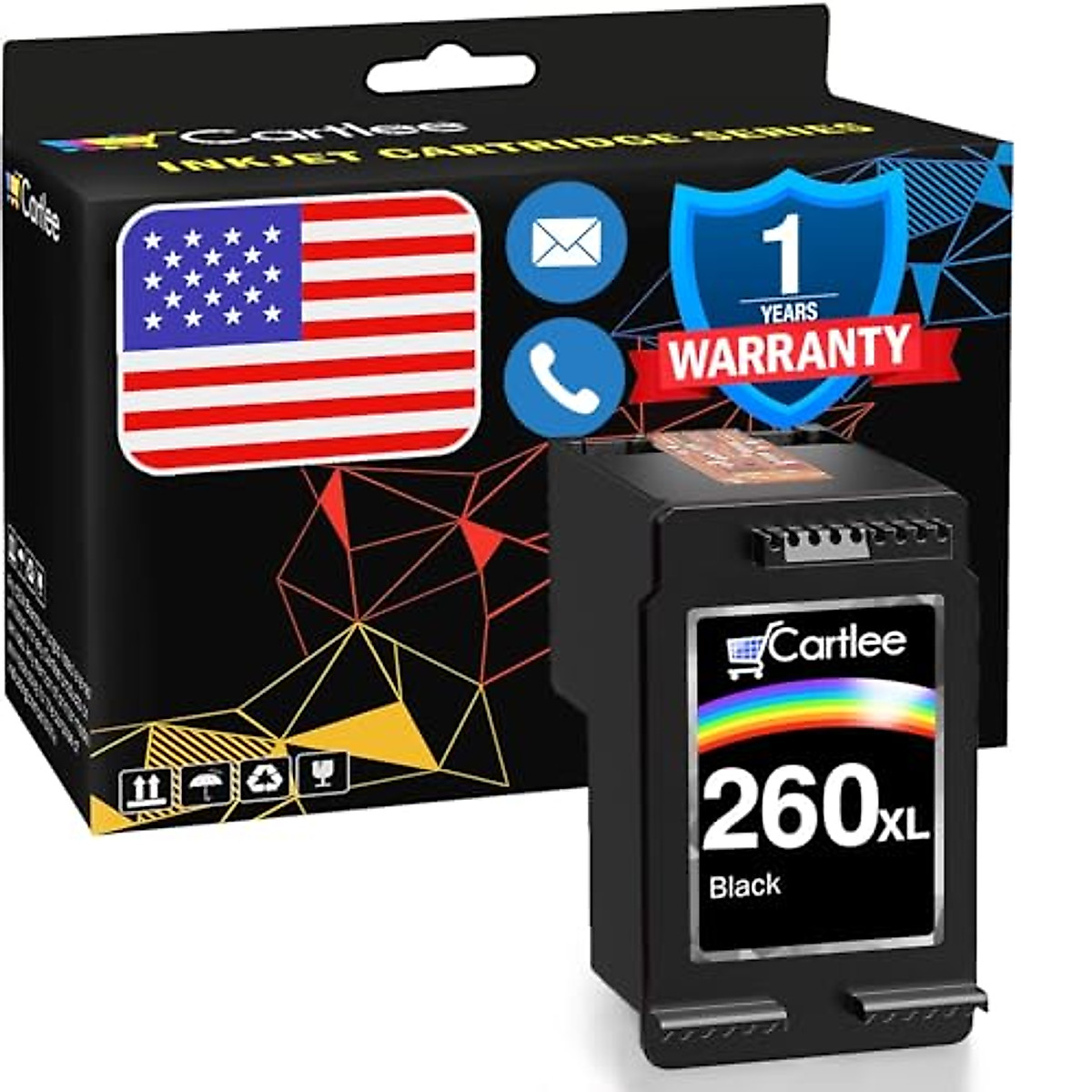 Cartlee Remanufactured Ink Cartridge Replacement for Canon 260 Black Ink Cartridge 260XL for Canon TS6400 Ink Cartridge for Canon TS6420 Ink Cartridge PG-260 Pixma TS5320 TS5300