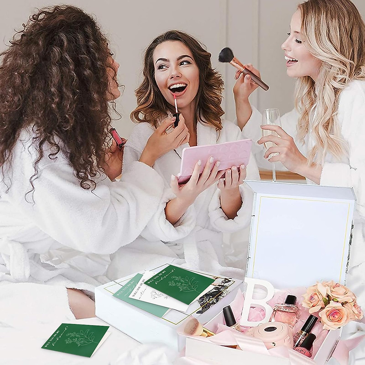 Will You Be My Bridesmaid Cards with Envelopes Flower Greenery Will You Be My Maid of Honor Matron of Honor Handmade Invitations for Bridal Proposal Wedding (8 Set, 16PCS)