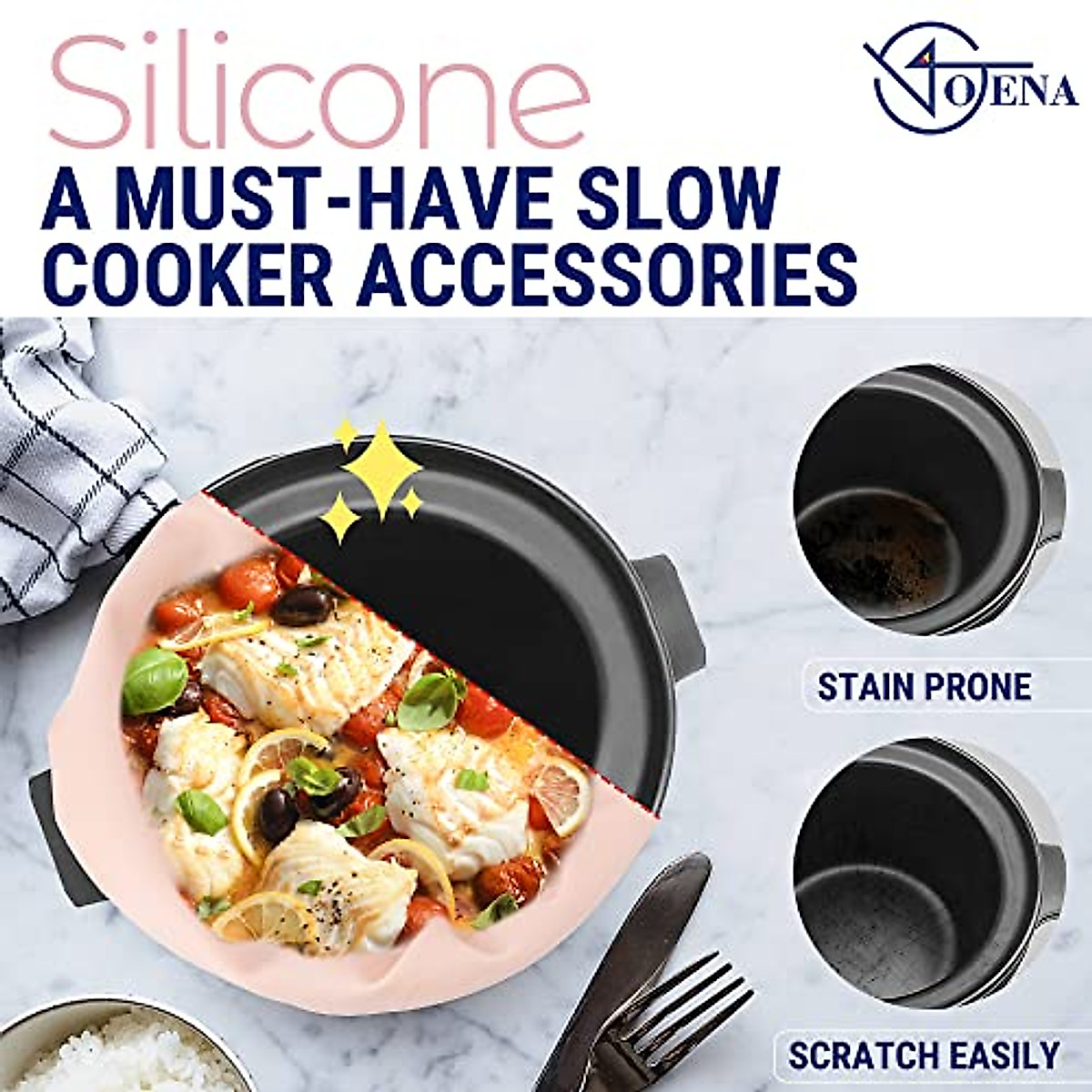 2-Pack Silicone Crock pot Liner Reusable | Crock Pot Liners for Oval and Round Pot | Crock pot Liner | Slow Cooker Liners | Silicone Crock pot Liner | Food Grade Crock pot Liners | 6-8 Quarts