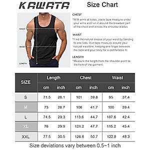 KAWATA Men's 3 Pack Dry Fit Workout Tank Top Gym Muscle Tee Fitness Bodybuilding Sleeveless T Shirts