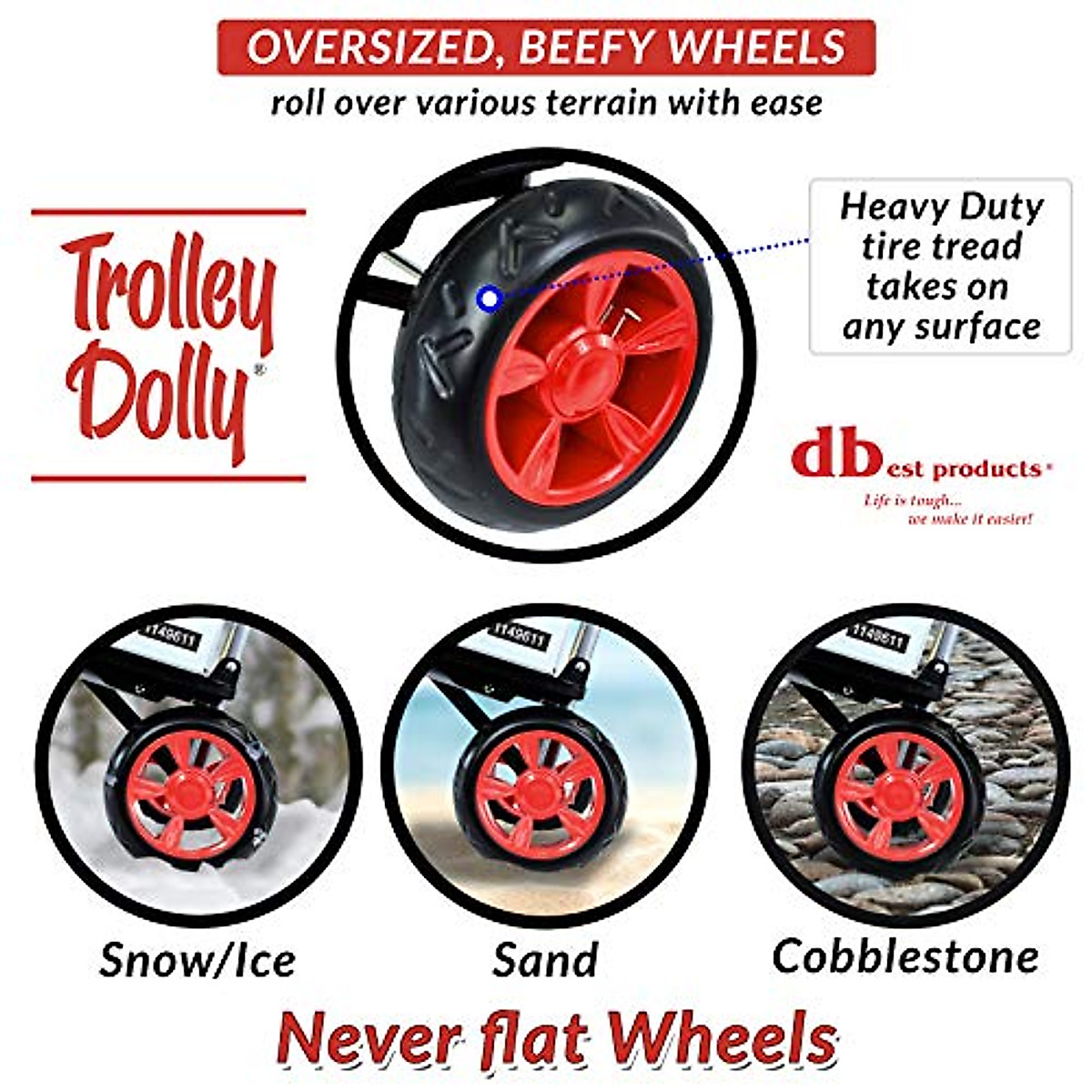 dbest products Trolley Dolly Red Foldable Shopping cart for Groceries with Wheels and Removable Bag and Rolling Personal Handtruck Standard