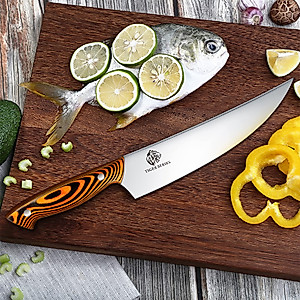 DDF iohEF Chef Knife 8 inch, Super-Sharp High Carbon Stainless Steel Kitchen Knife Ergonomic Wood Handle Durable Blade Cooking Cutting Chopping Knife with Gift Box