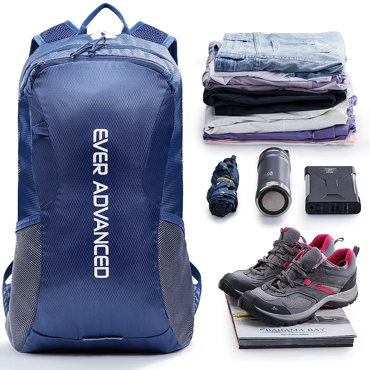 EVER ADVANCED 20L Lightweight Packable Hiking Backpack, Small Travel Water Resistant Collapsible Daypack for Men Women Camping Outdoor Black