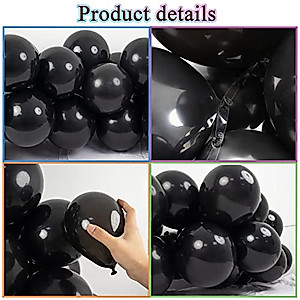107pcs Black Balloon Garland Arch Kit 5” 10” 12” 18 inch Different Sizes Metallic Black Latex Party Helium Chrome Black Balloons Set for Wedding Birthday Party New Year's Day Decorations Supplies