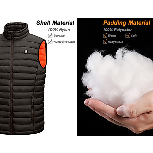 Little Donkey Andy Men's Lightweight Puffer Vest Warm Thermal Sleeveless Jacket for Golf Casual Travel Slate Brown L