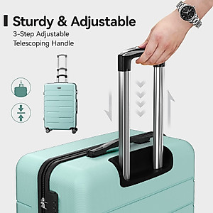 Strenforce Luggage Sets 20/24/28 inch Lightweight Suitcase Sets with Double Spinner Wheels TSA Lock For Travel Trips, mint green