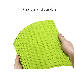 6 Pack Large Building Brick Baseboard in Green, 10 x 10 Inch Baseplates Compatible with DUPLO,MEGA, Baseplate for DIY Play Table or Wall