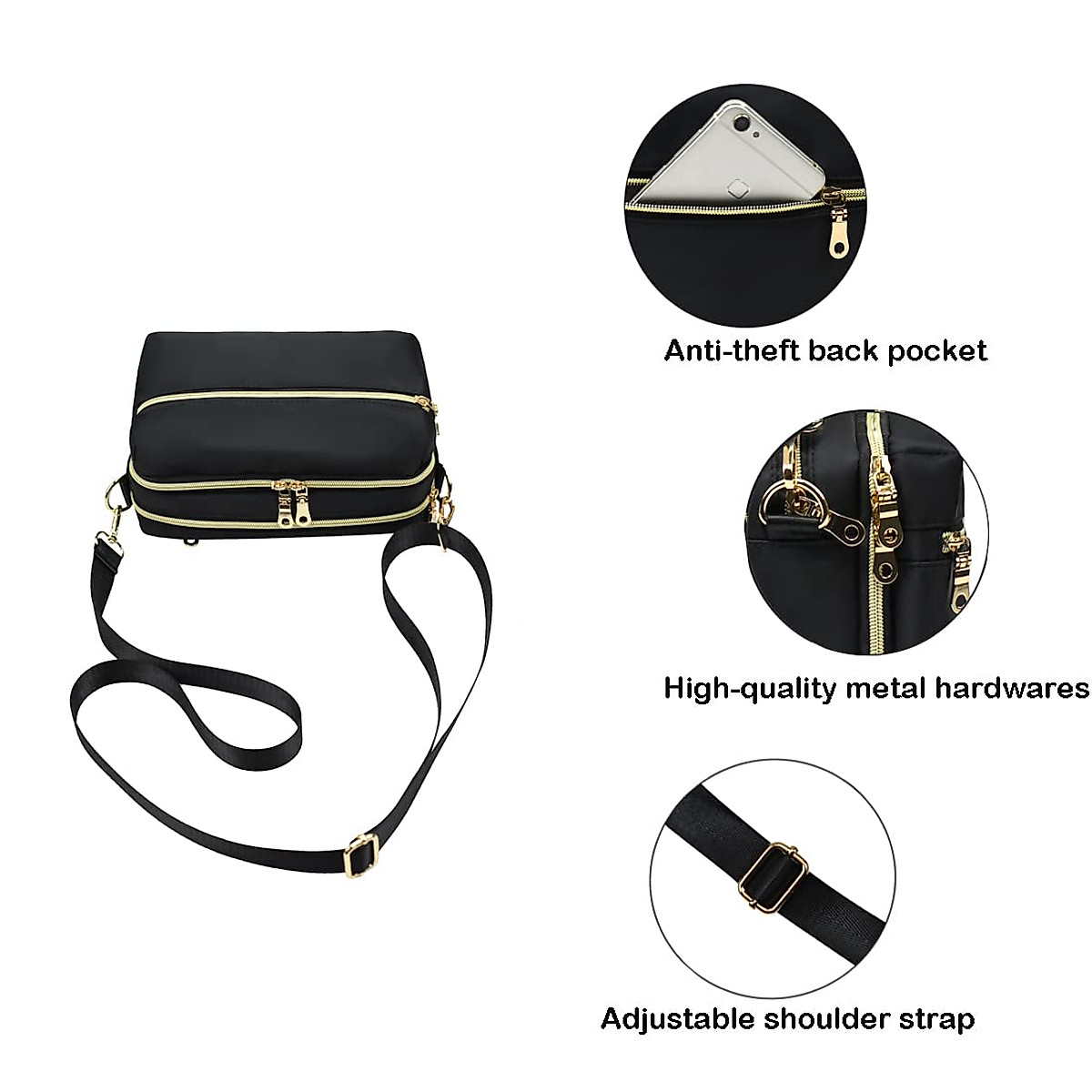 YANAIER Functional Multi Pocket Crossbody Bag for Women Stylish Ladies Shoulder Messenger Bags Purse Burgundy