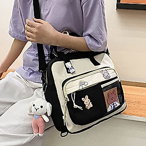 Eaarliyam Backpack with Pin and Accessories Girl Backpack Cute Shoulder Tote Bag Laptop Schoolbag for Students Backpack, Cute Backpack Black