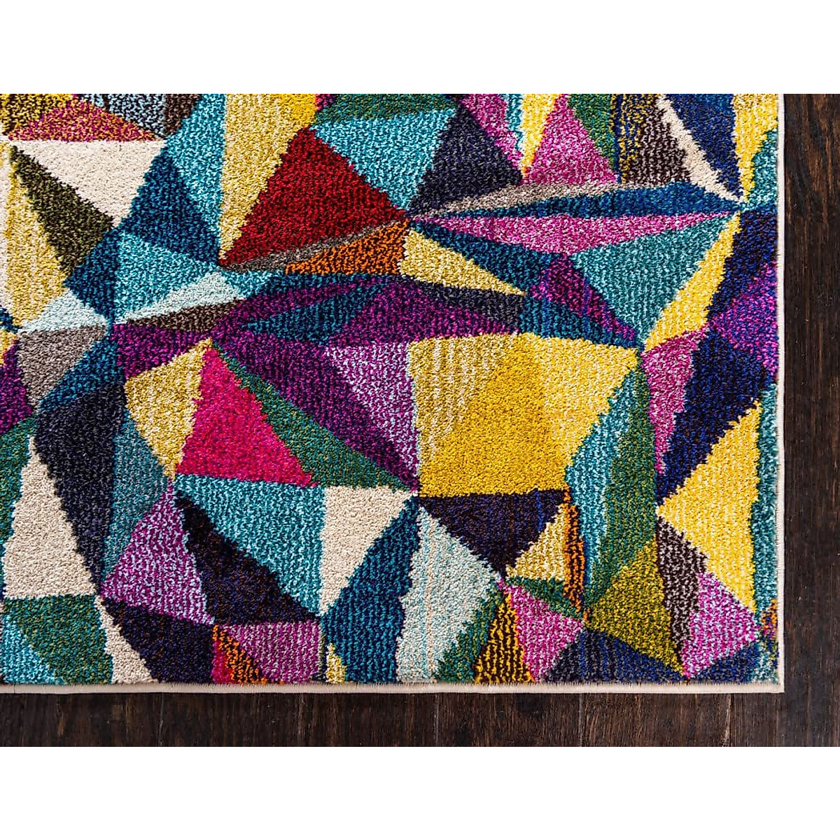 Unique Loom Estrella Collection Geometric, Triangles, Bright Colors, Abstract, Modern Area Rug, 9 ft x 12 ft, Multi/Beige