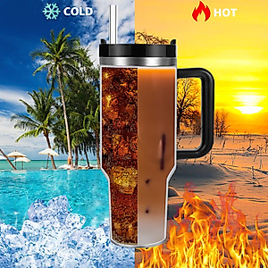 BELYQLY New Version 40oz Stainless Steel Vacuum Insulated Tumbler with Lid and Straw for Water, Smoothie and More, Iced Tea or Coffee (Black)