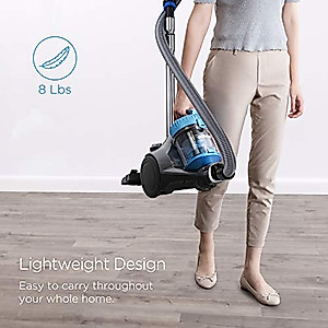 EUREKA Whirlwind Bagless Canister Vacuum Cleaner, Lightweight Vac for Carpets and Hard Floors, w/Filter, Blue