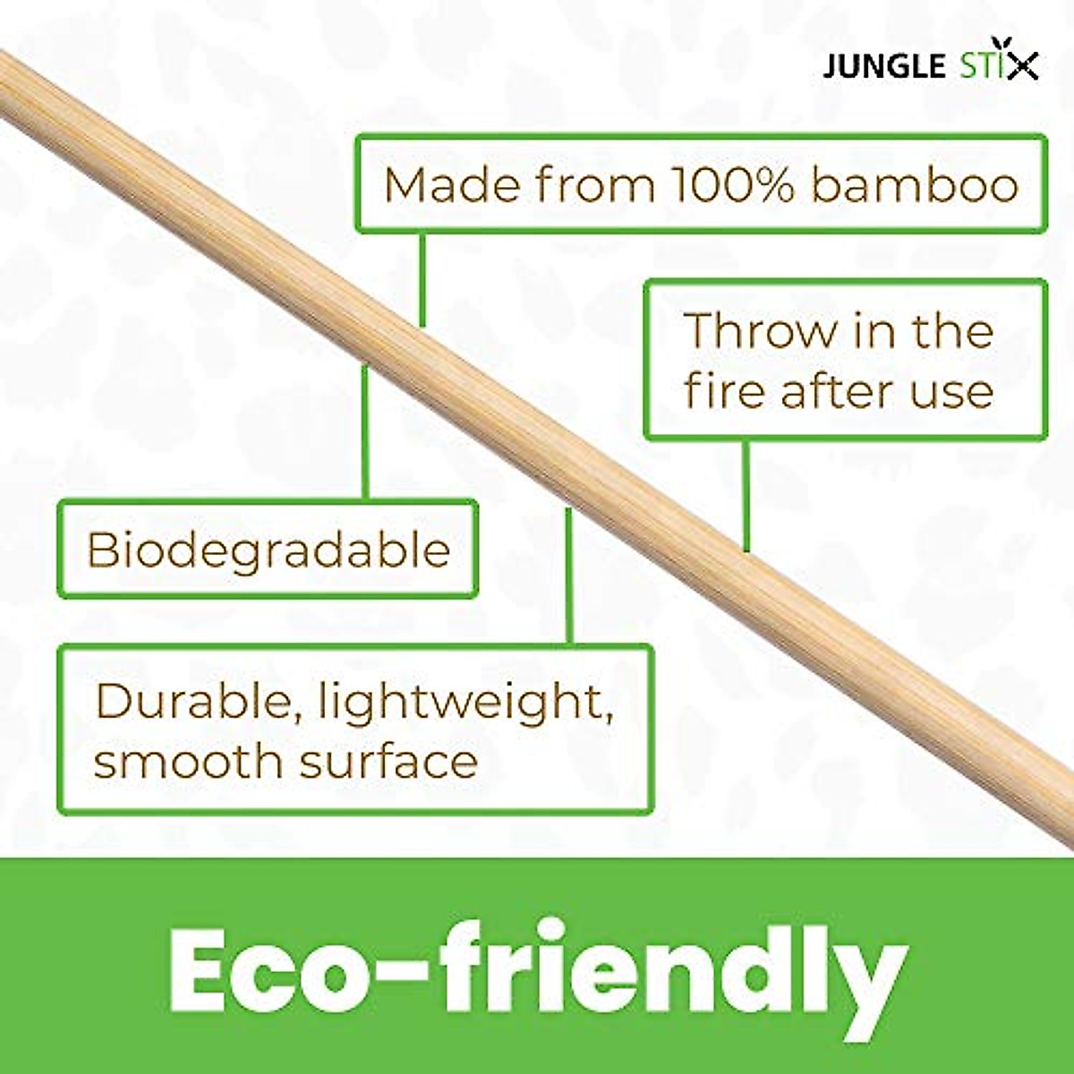 Jungle Stix Marshmallow Smores Roasting Sticks 36 Inch 5mm Thick Extra Long Heavy Duty Wooden Skewers, 110 Pieces. Perfect for Hot Dog Kebab Sausage, Environmentally Safe 100% Biodegradable