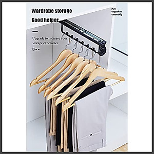 SYTH Retractable Metal Closet Valet Rod, Closet Pull Out Rod Wardrobe Hanger Rack Bar, Heavy Duty Extendable Valet Rod Clothing Mount Top Mount, with Screws,5 Pcs Pants Rack