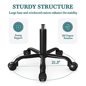 HOOMIC Rolling Stool Swivel Salon Shop Stool Chair Adjustable Drafting Stool Massage Spa Stool with PU Leather Cushioned in Black…