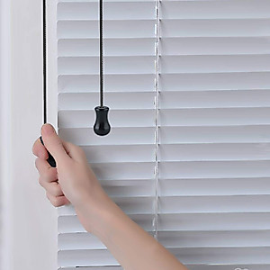 SAYAYA 109 Yards Braided Nylon Lift Shade Cord with Wood Pendant, 1.8 mm Blind Cord Aluminum Window Pull Down Cord Roman Rollers Repair Gardening Plant Waist Beading String and Crafts (Black)