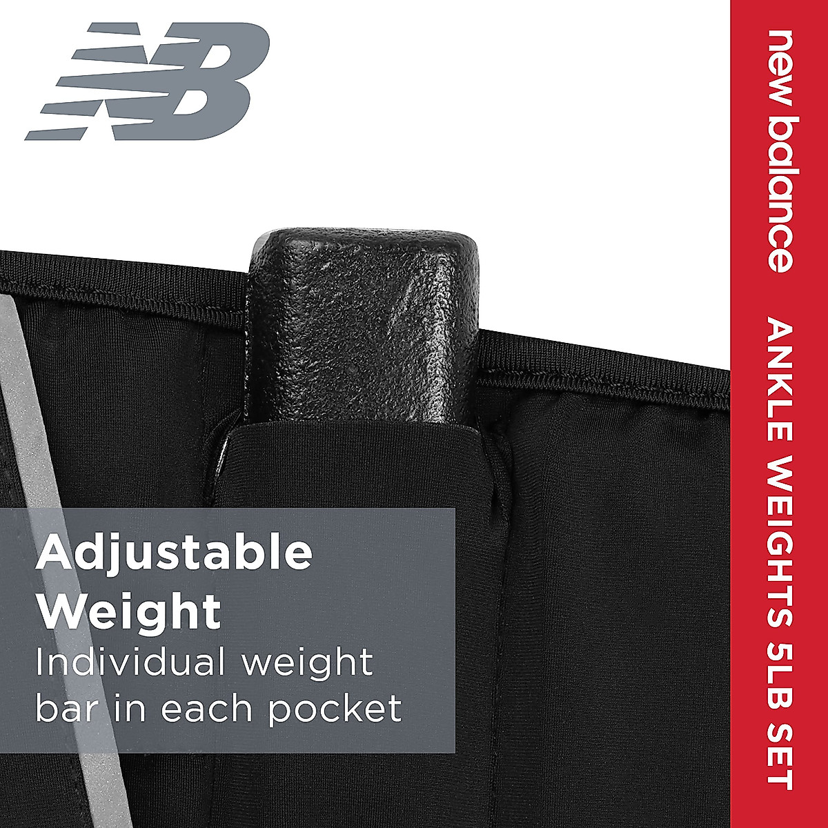 New Balance Ankle Weights For Women & Men - Adjustable Strength Training Weight Sets for Walking, Running, Pilates, Yoga, Aerobics, Cardio Exercises (Available in 3, 5lb & 8 Pound Sets), 5lb Set