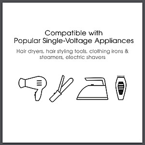 INFINITIPRO by Conair Travel Voltage Converter with Adapter Plugs for Hair Styling Tools & Appliances by Travel Smart