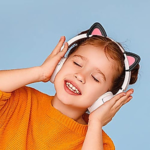 WskLinft 1 Pair Headphone Cat Ear Eye-catching Skin-Friendly Bluetooth-Compatible Headset Silicone Kitty Ear Decoration BT Headset Accessories Black