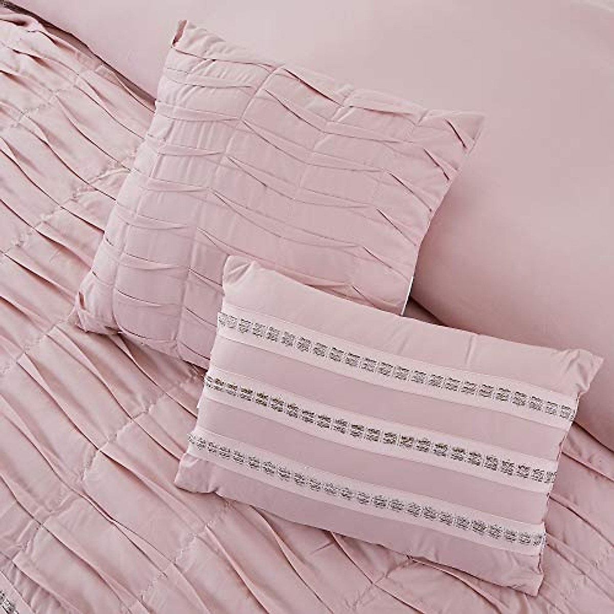 Amrapur Overseas Antonella 8-Piece Pleated Comforter Set (King, Mauve)