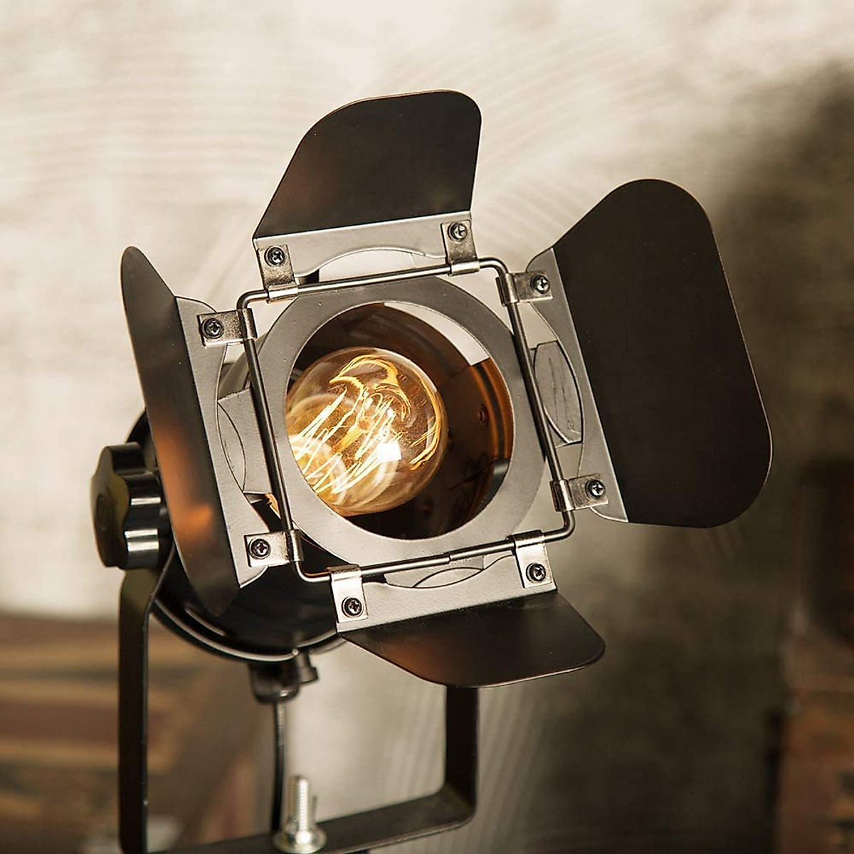 XIHOME Vintage Industrial Black Retro Tripod Adjustable Floor lamp Parking Light, 5 Meter Cable with Foot Switch Parking Light Tripod gooseneck for Living Room Bedroom Office bar Lighting (Pack of 2)