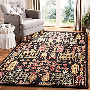SAFAVIEH Aspen Collection 5' x 8' Black / Red APN522Z Handmade Boho Wool Area Rug