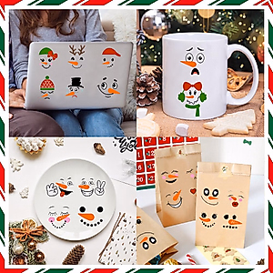 iMagitek 36 Pcs Snowman Face Stickers for Christmas Ornaments Snowman Face Decals DIY Vinyl Stickers for Water Bottles Christmas Ball Refrigerator Window Clings Christmas Decorations