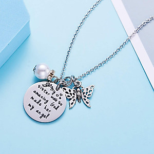 LParkin Sister Memorial Necklace My Sister Was So Amazing God Made Her My Angel Sympathy Gift (Necklace)