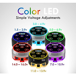 Aurora II Professional Tattoo Machine Power Supply- Touchscreen, Digital Display & Color LEDs (Black)