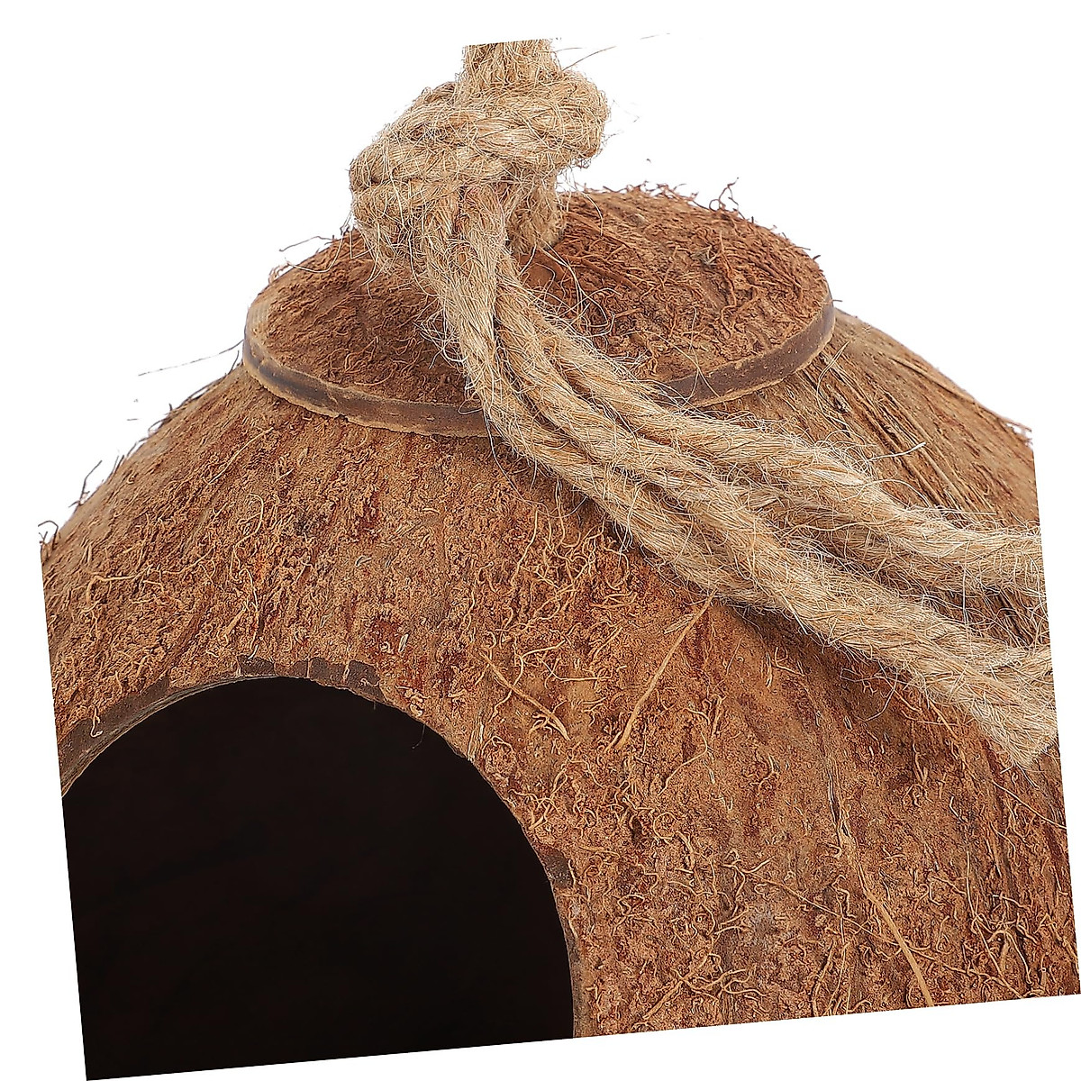TEHAUX 4pcs Lizard Coconut Nest Pet House Natural Pigeon Bird House Crested Gecko Hide Parrot Cage Cages Bird Hut Pet s Coconut Shell Reptile Pet Nest Bird Cage Rope Hamster