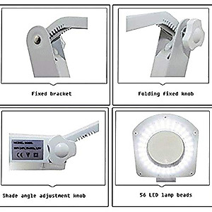 SFMZCM Esktop Magnifier Lamp with Light |Adjustable Arm Magnifier Lamp Light Magnifying Glass Lens Diopter Folding Magnifier