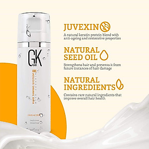 GK HAIR Global Keratin Leave In Conditioner Cream (4.4 Fl Oz/130ml) Conditioning Hydrating Smoothing Moisturizing & Frizz Control For Dry Damaged Hair Taming before Swimming or Exercise