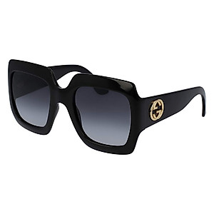 Gucci GG0053S 001 54M Black/Grey Gradient Rectangular Sunglasses For Women+ BUNDLE With Designer iWear Eyewear Kit